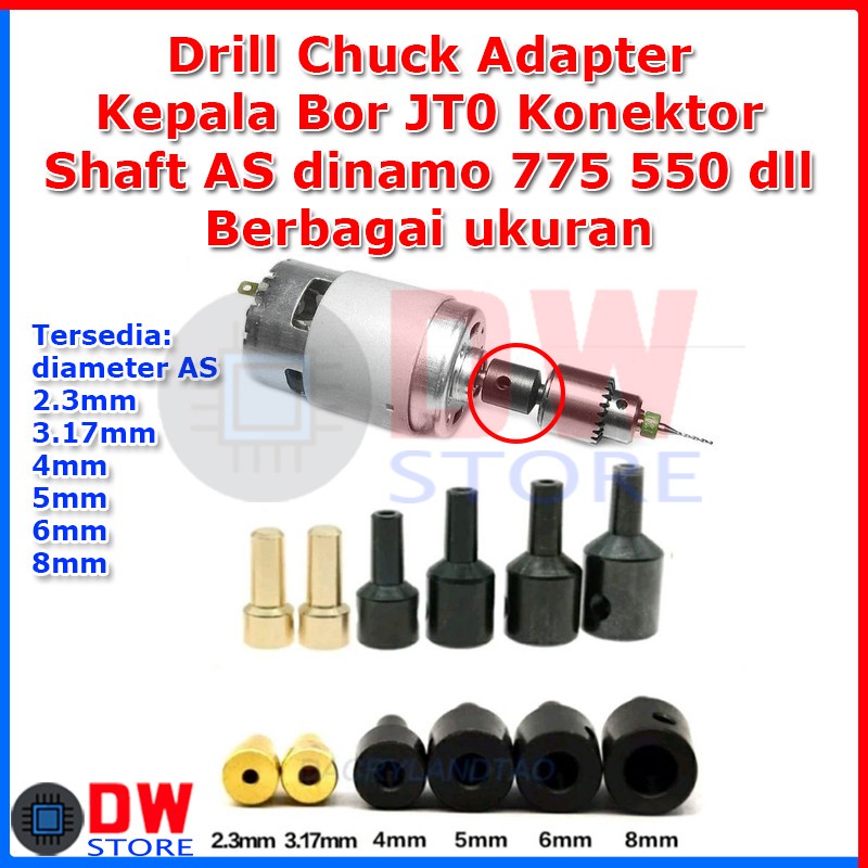 Jual Drill Chuck Adapter Kepala Bor JT0 Konektor Sambungan Shaft AS 775 ...