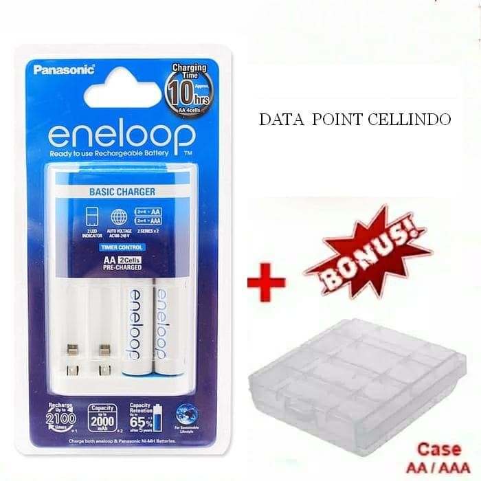 Jual Panasonic Eneloop Basic Charger + 2 Baterai AA 2000mAh Bonus Case ...