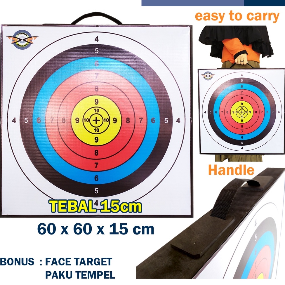 Jual Sasaran Target Panah 60x60x15cm | Bantalan Panahan Karet Spon Eva ...