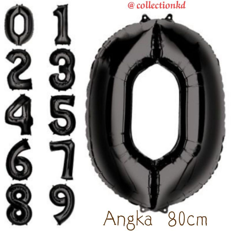 Jual Balon Angka Besar Hitam | Balon Foil Angka 80cm | Shopee Indonesia