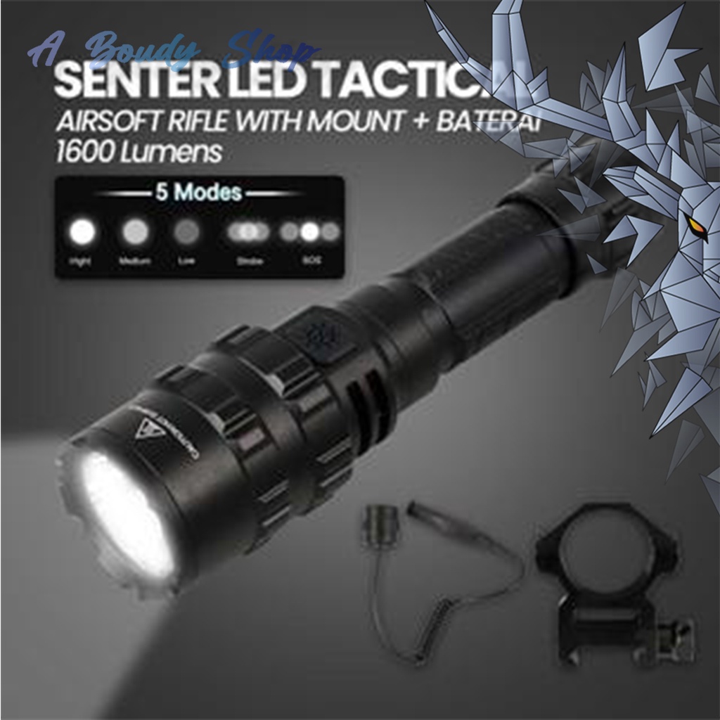 Jual Senter LED Super Terang Portable Tactical Airsoft Rifle with Mount ...