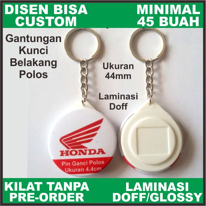 Jual Gantungan Kunci Custom Pin Bulat Putih Ukuran 44mm Belakang Polos ...