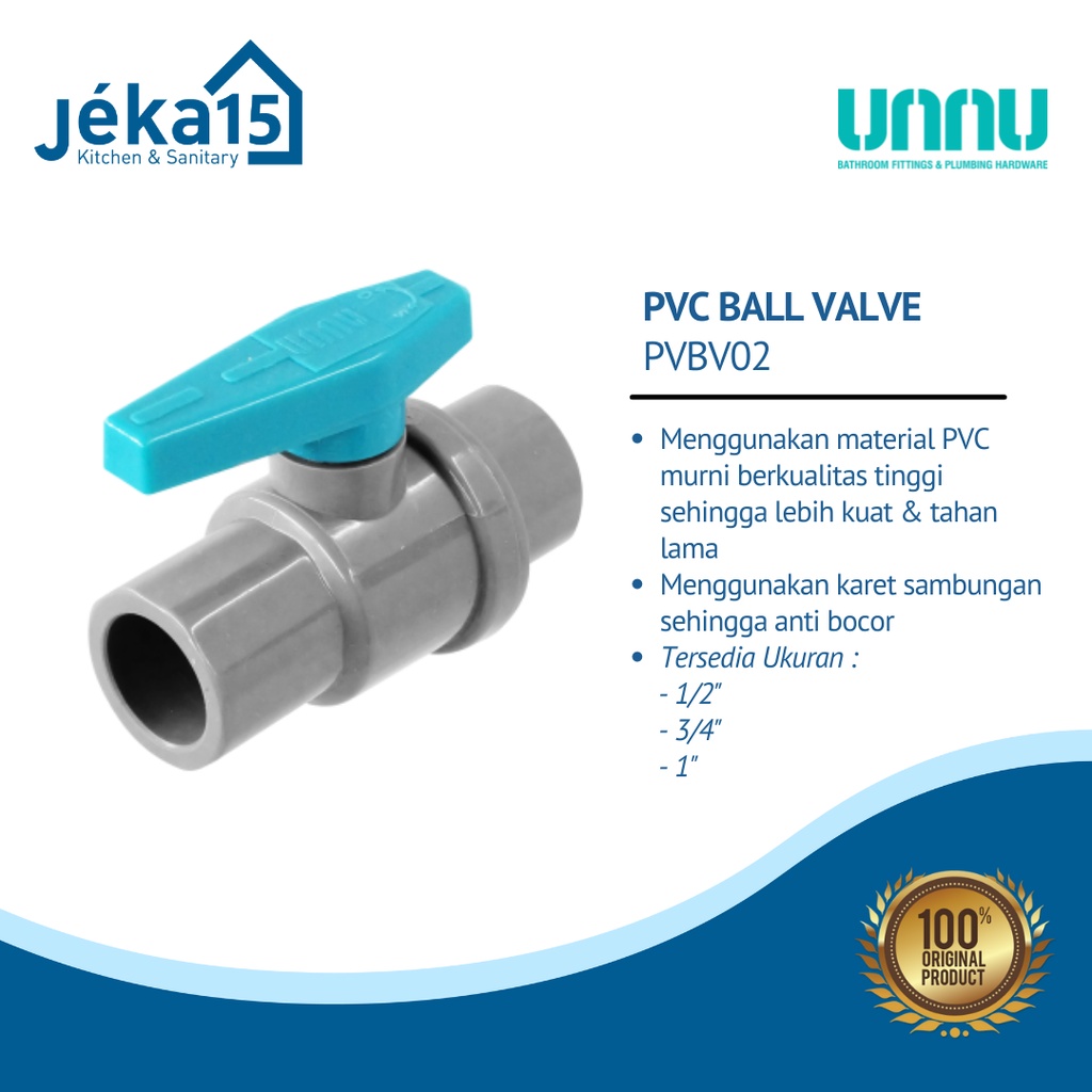Jual BALL VALVE PVC | STOP KRAN PLASTIK 1/2" UNNU PVBV02 | Shopee Indonesia