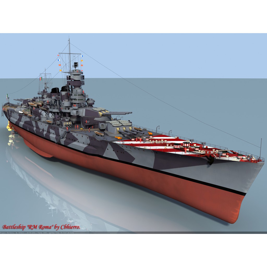 Jual DIY Papercraft Kertas Pola Kapal Perang Battleship RN Roma 120cm ...