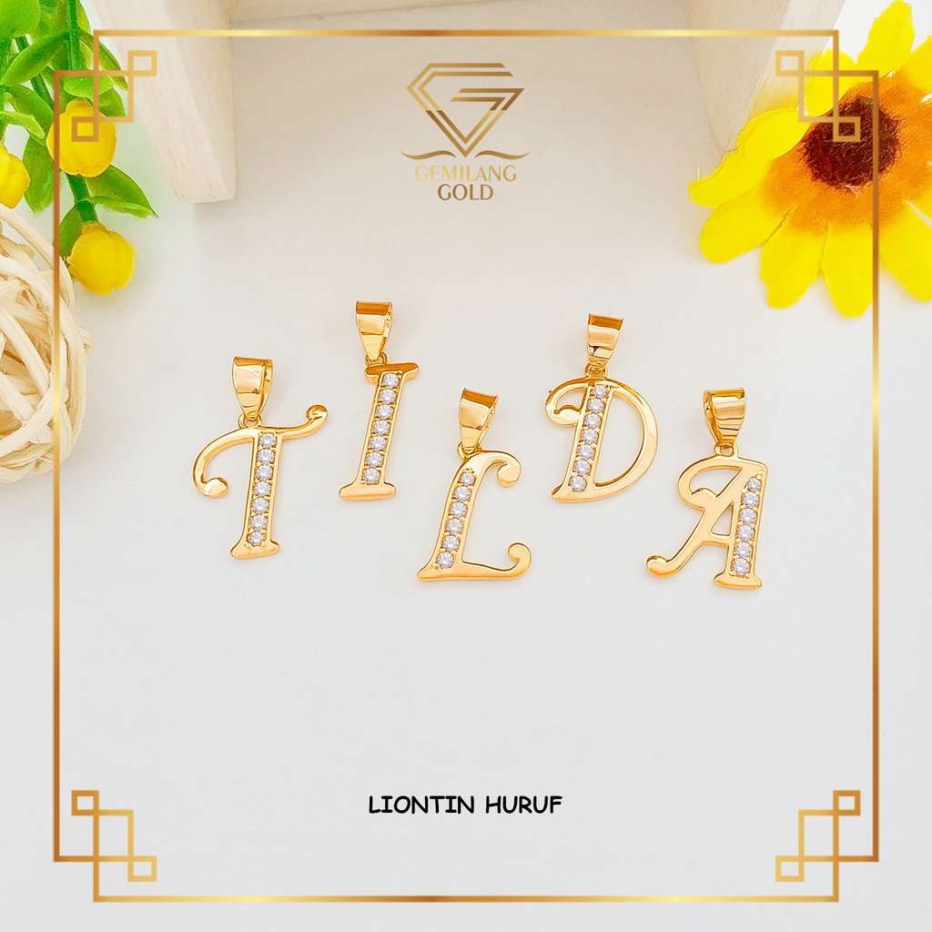 Jual LIONTIN EMAS HURUF KADAR 300 (6K) & 375 (8K) LIONTIN ALPHABET ...