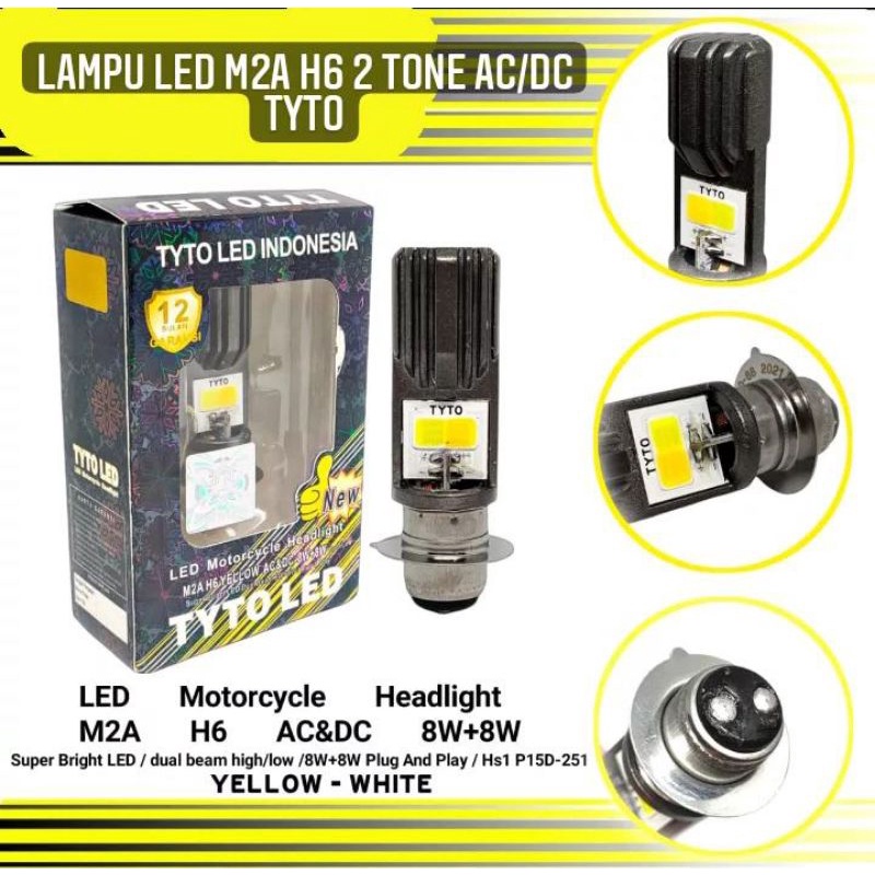Jual VARIASI LAMPU LED M2A H6 2 TONE AC/DC-TYTO | Shopee Indonesia