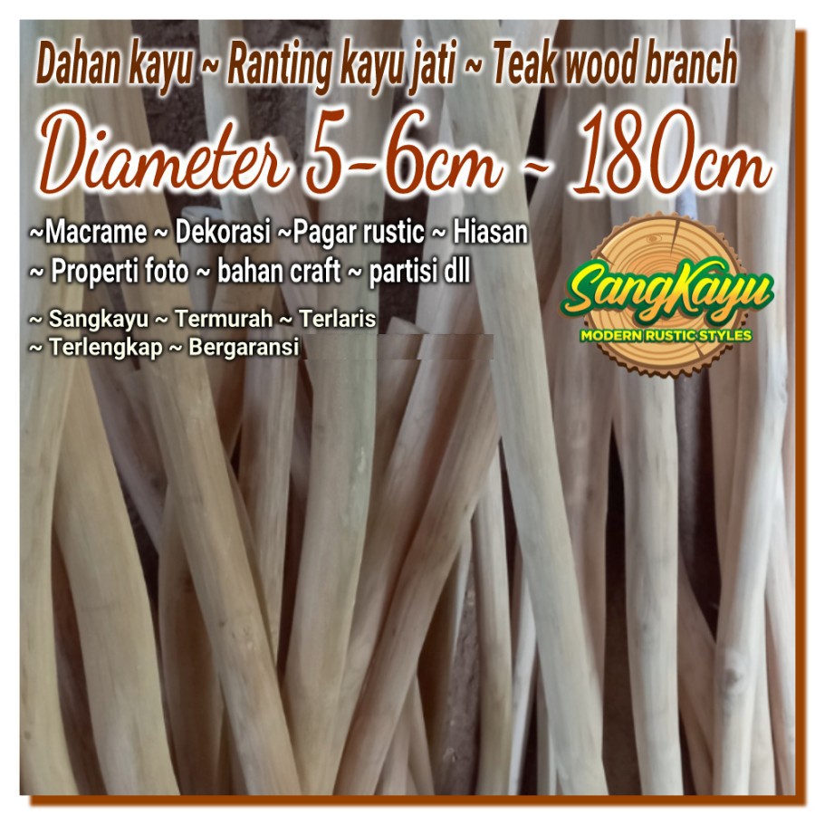 Jual SangKayu Dahan Kayu Jati Teak Wood Branch 5-6x180 cm Bahan Craft ...