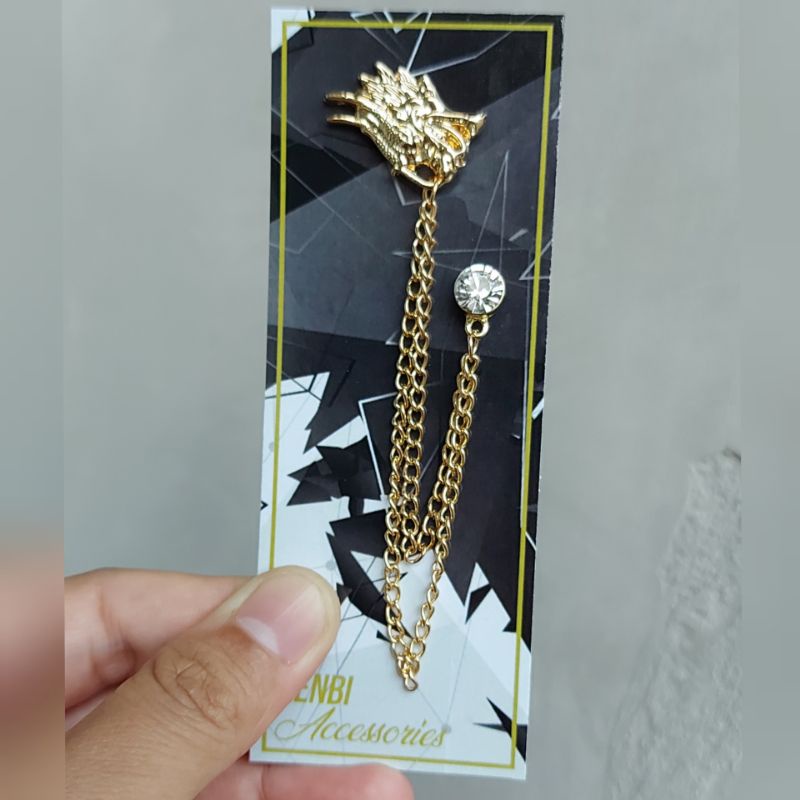 Jual Lapel pin rantai/bros rantai jas - naga emas | Shopee Indonesia