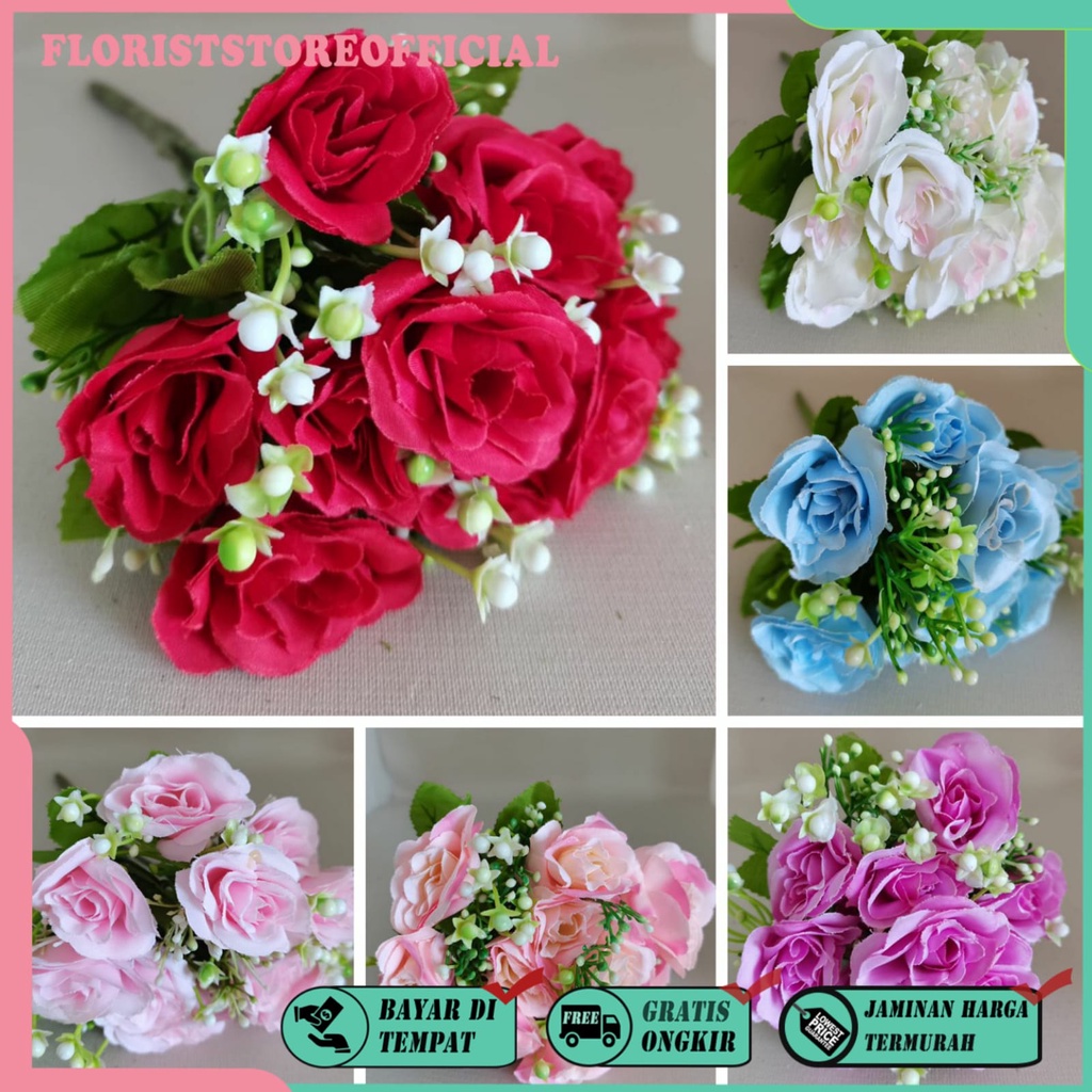 Jual COD BUNGA MAWAR BUNGA TANGKAI PLASTIK BUNGA ARTIFICIAL BUNGA ...