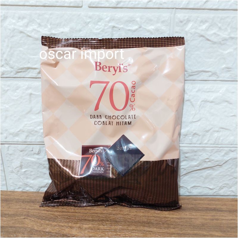 Jual Dark Chocolate 54% 70% 80% Cacao Premium Beryl's Coklat Hitam 250g ...