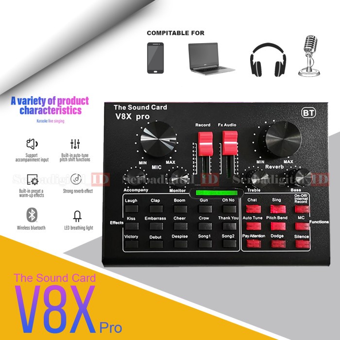Jual SoundCard V8X Pro USB Headset Microphone Webcast Live Broadcast | Shopee Indonesia