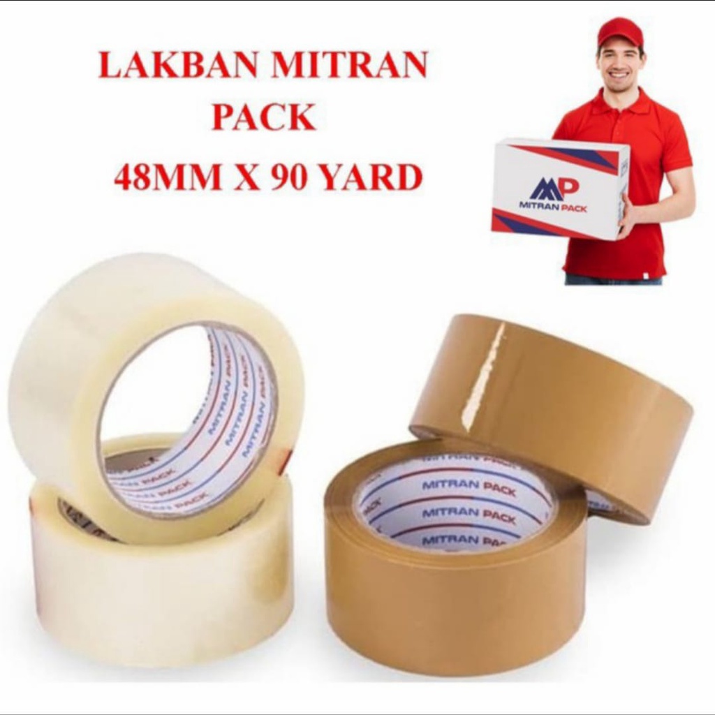 Jual Lakban mitran pack 48 mm plakban 90 yard full opp packaging tape ...