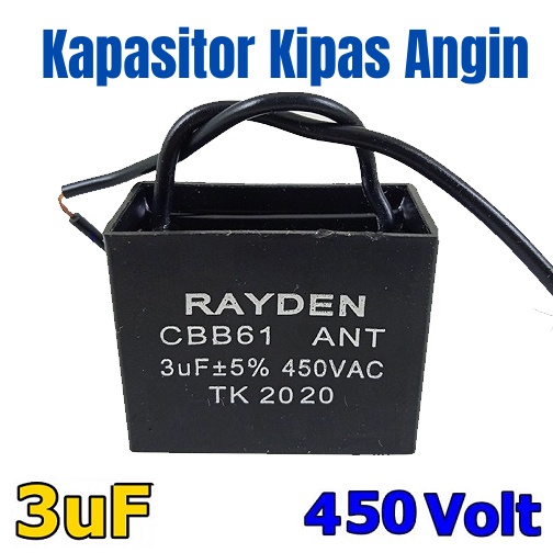 Jual Kapasitor Kotak Cap. 3/450V AC Kipas Angin Kotak Hitam 3uF 450V | Shopee Indonesia