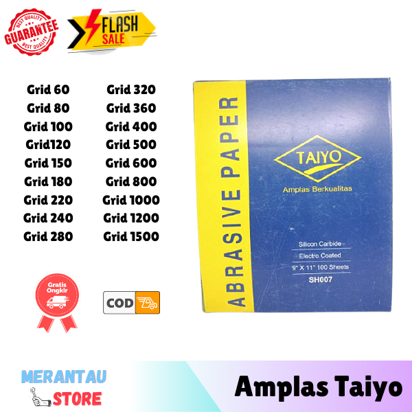 Jual Kertas Amplas Taiyo Lembar Sandpaper Waterproof Amplas Halus ...