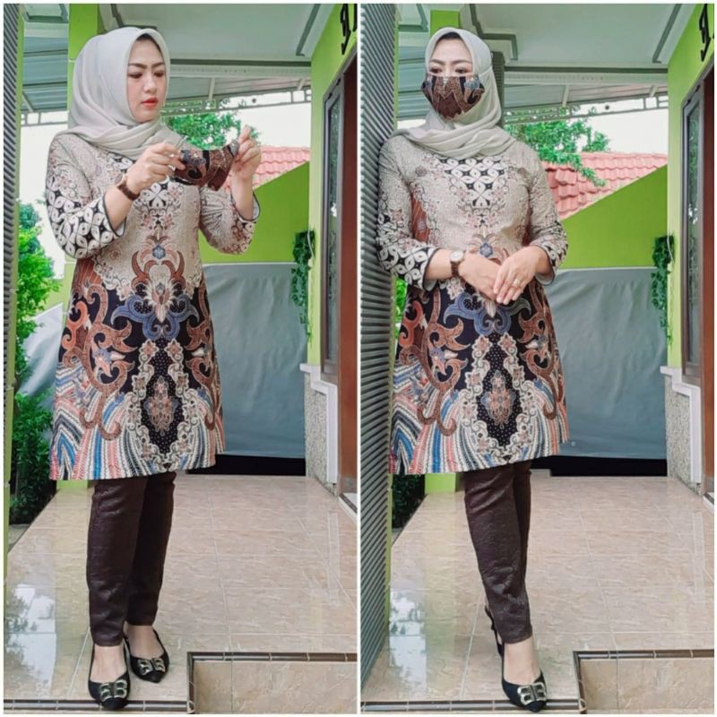 Jual batik dress AZIZA lapisan trikot premium | Shopee Indonesia