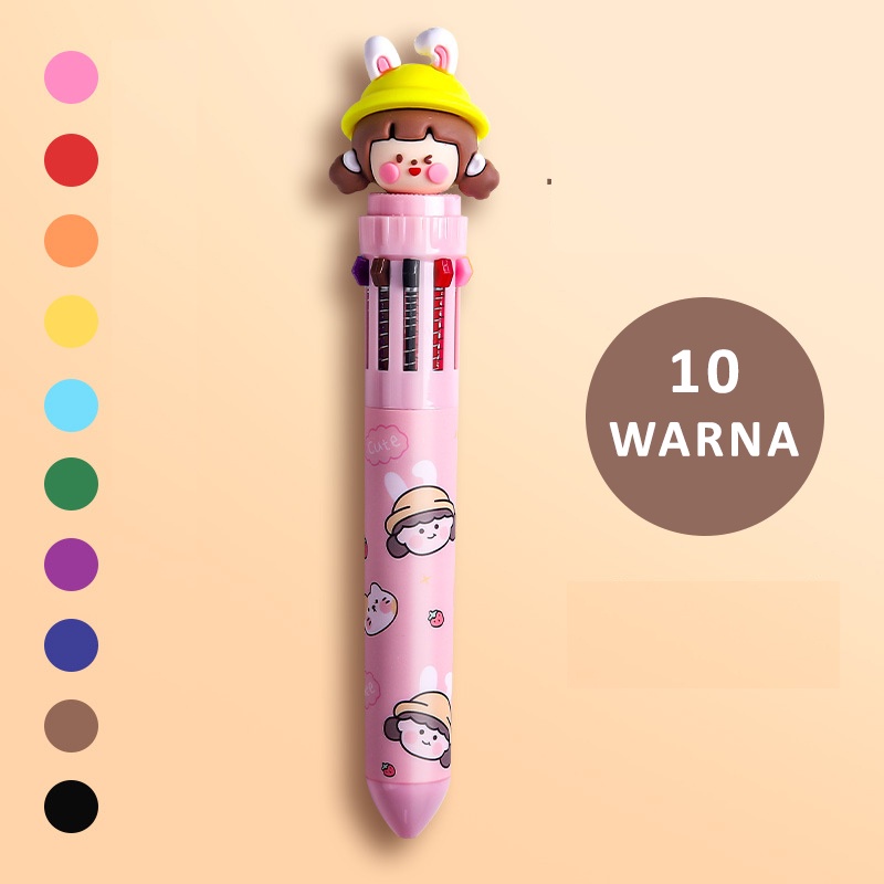 Jual BMC2 Pulpen Pena Cute Collection Ballpoint Multi Warna 10 in 1 ...
