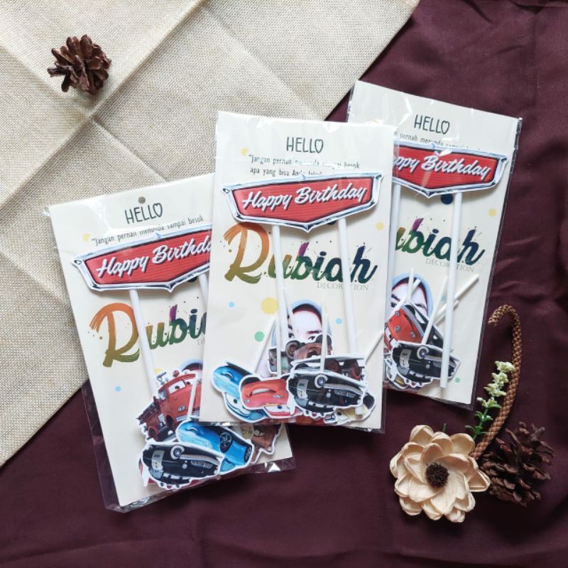 Jual Topper cake Karakter Mobil Balap Hiasan Tusukan Kue Tart Ulang ...