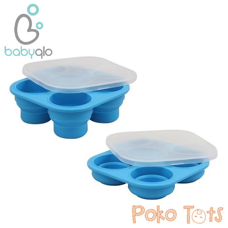 Jual BabyQlo Collapsible Silicone Baby Food Trays Ice Cube Tray ...