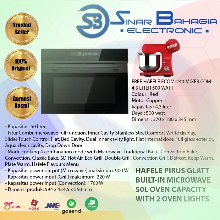 Jual HAFELE APR-JUN-05 PIRUS GLATT BUILT-IN MICROWAVE 50L OVEN CAPACITY ...