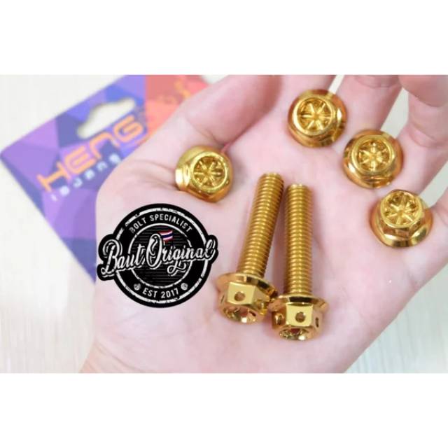 Jual baut probolt flower gold 8x35 drat 12 panjang 3.5cm original heng thailand | Shopee Indonesia
