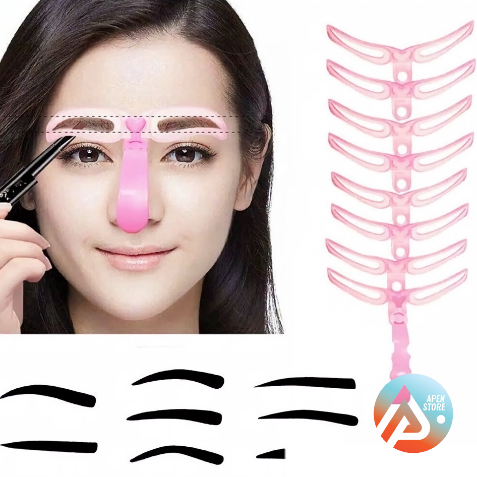 Jual APEN Cetakan Alis 8 IN 1 Gagang Eyebrow Template Kit Praktis Pencetak Bentuk Alis Stamp ...