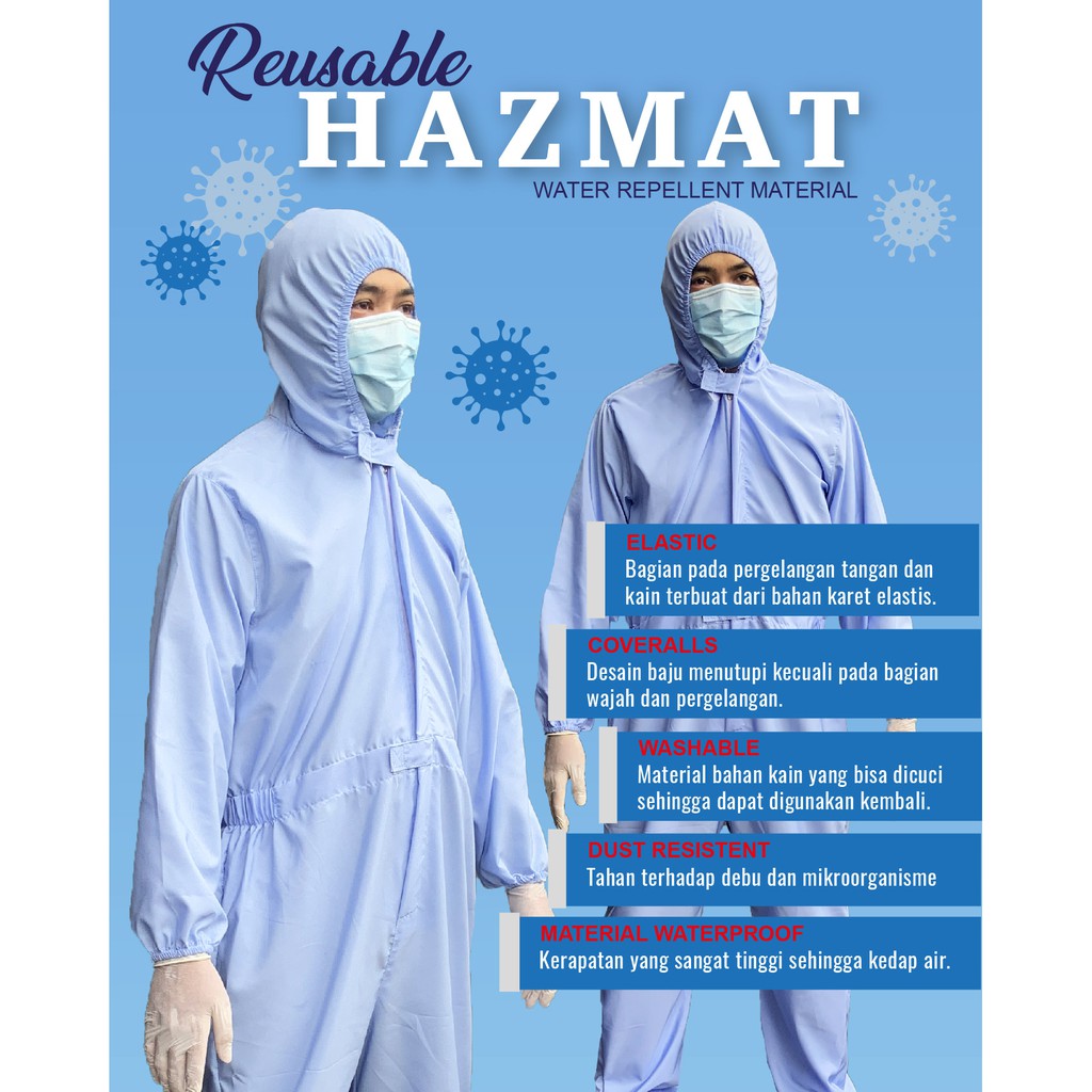 Jual BAJU COVERALL HAZMAT APD (Baby Blue) | Shopee Indonesia