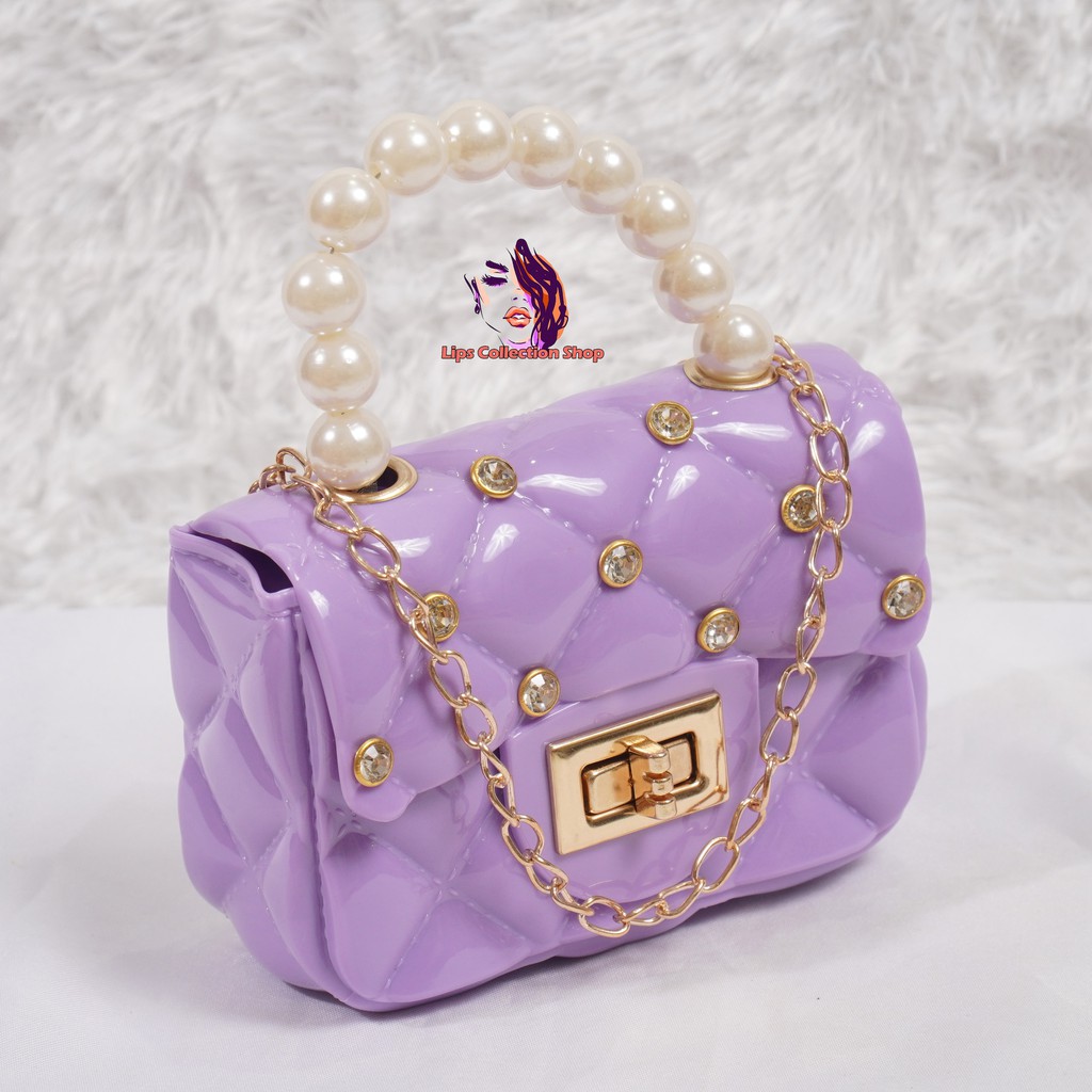Jual Tas Jelly Mini Diamond Jelly Mutiara | Jelly Mini Mutiara Diamond ...