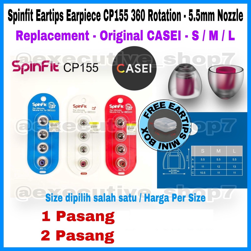 Jual Spinfit Eartips Earpiece CP155 360 Rotation - 5.5mm Nozzle ...