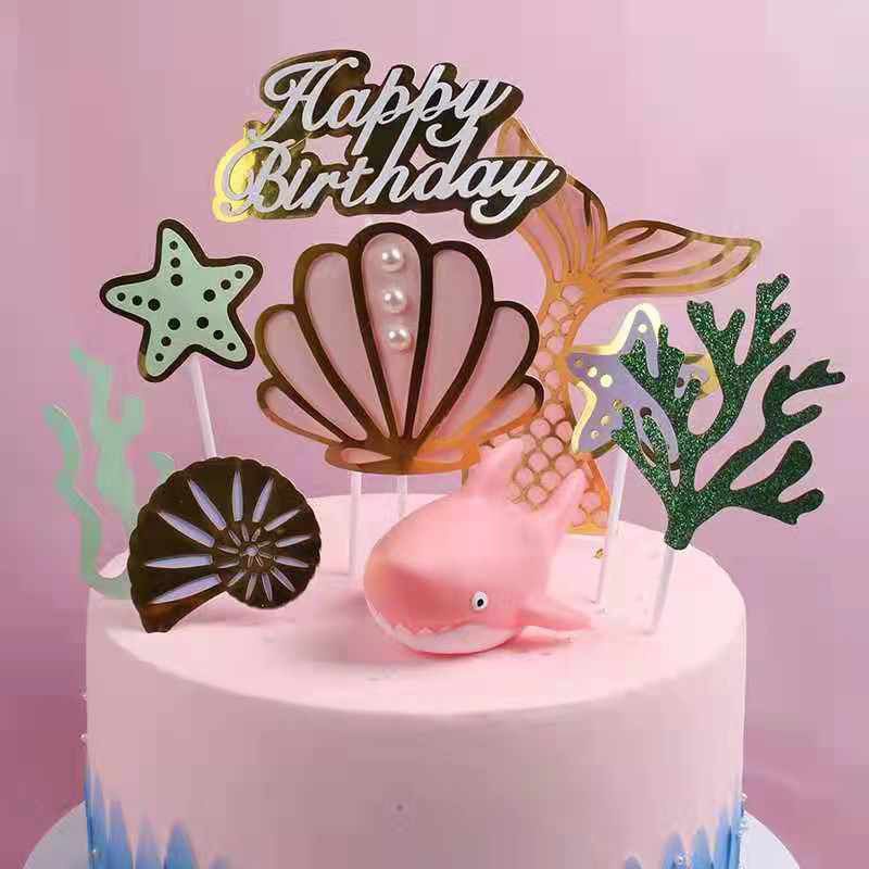 Jual DAPAT 9 PCS TOPPER HIASAN CAKE KUE ULANG TAHUN BINATANG LAUT IKAN ...