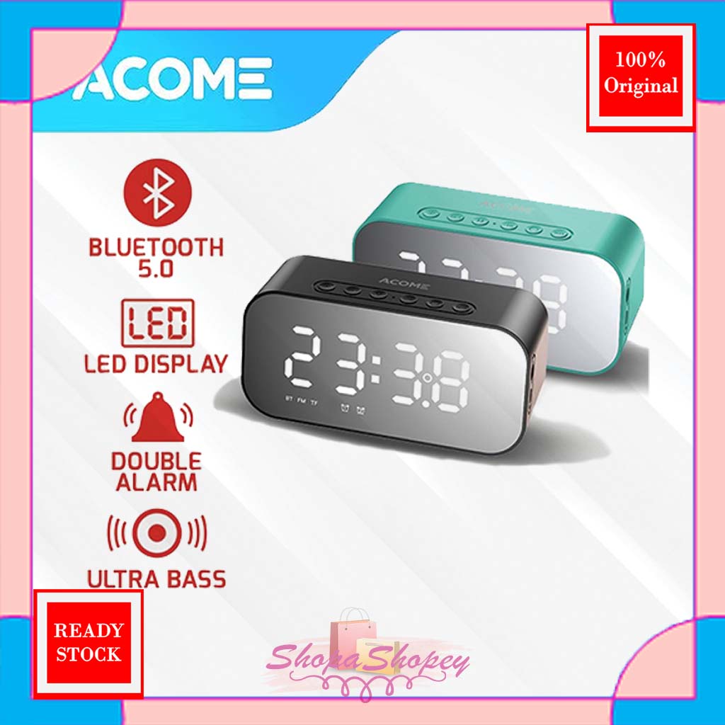 Jual Acome Speaker Bluetooth 5.0 Jam Alarm LED Display Ultra Bass ...