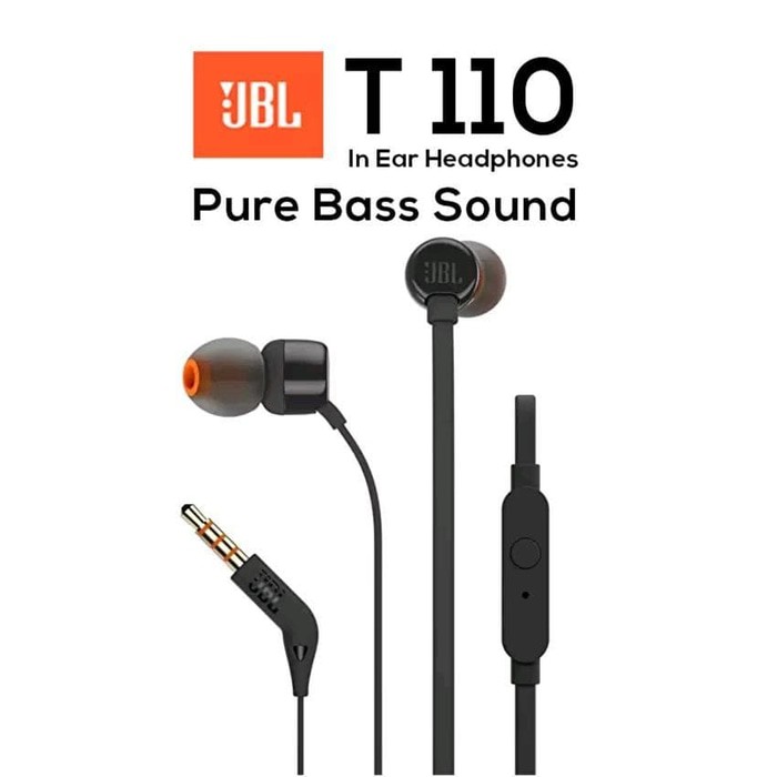 Jual JBL T110 In Ear Headphones with microphone & flat cable ...