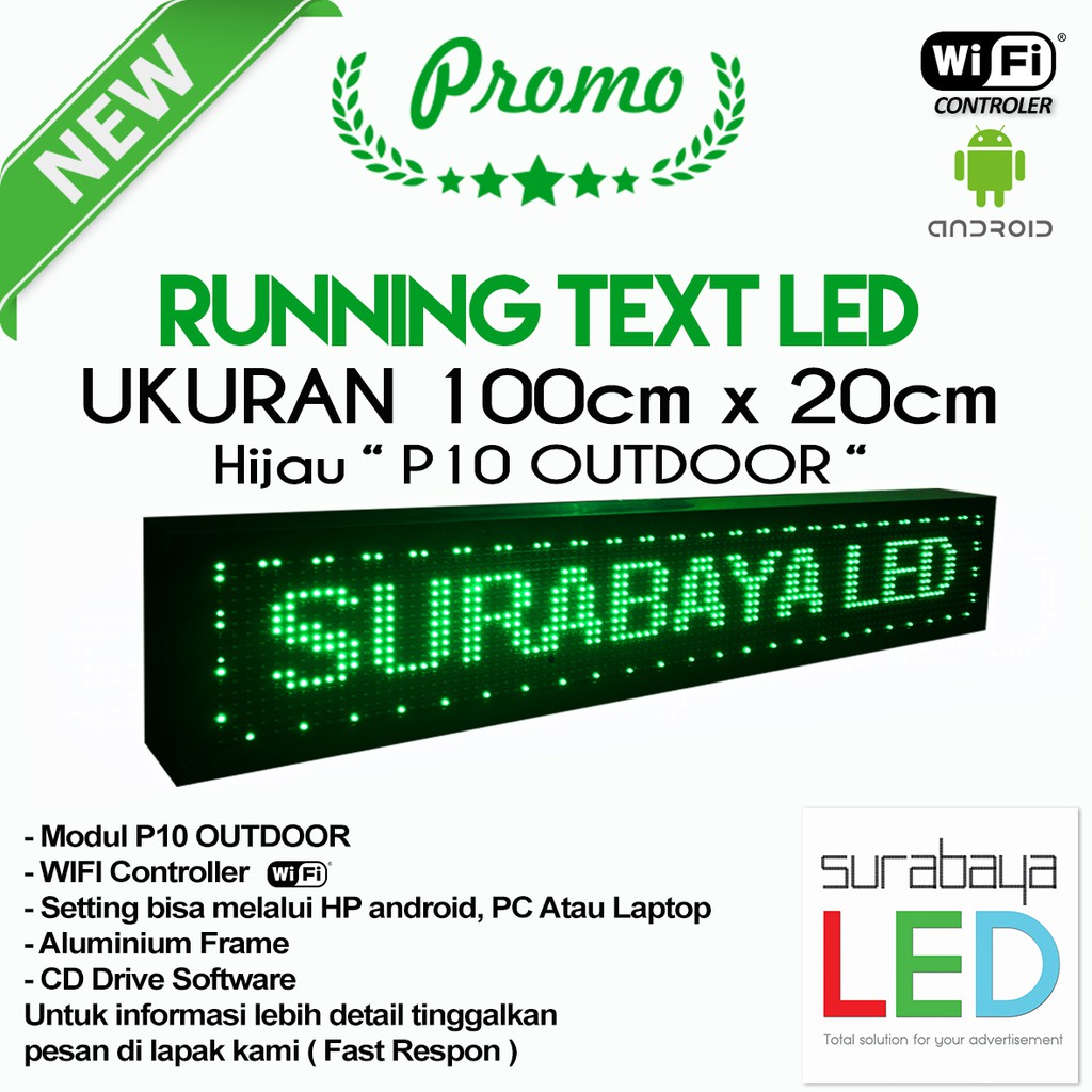Jual Running Text led hijau outdoor wifi Murah !!! | Shopee Indonesia