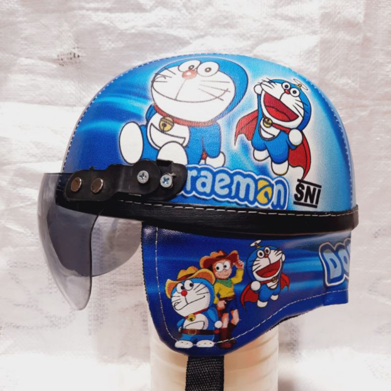 Jual HELM ANAK BERMOTIF retro sinchan DORAEMON @HAFIDHELM | Shopee ...