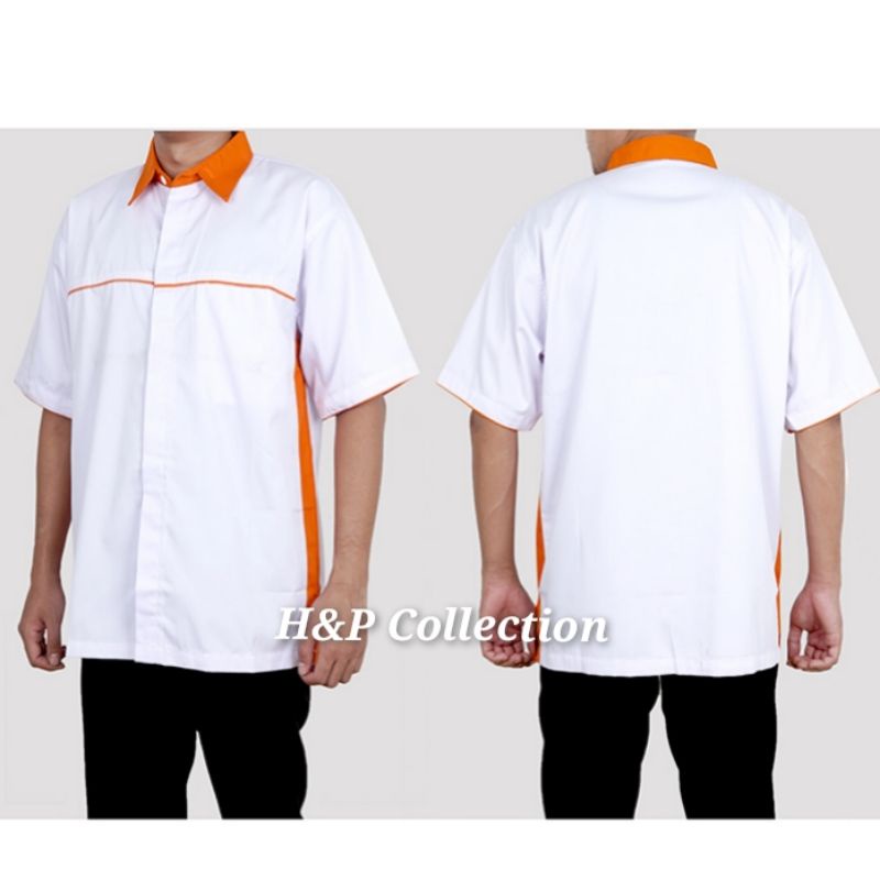 Jual DVR Kemeja Seragam Kerja Putih Hijau , Kemeja Putih biru , Kemeja ...