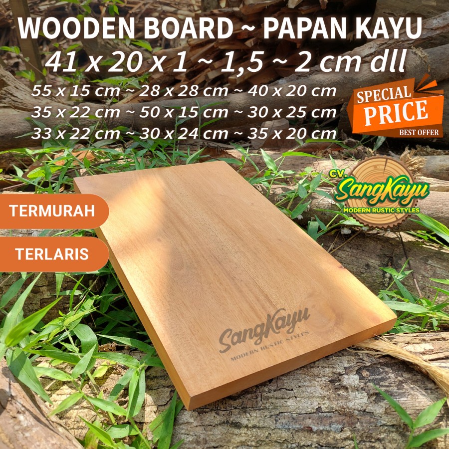 Jual SangKayu Wooden Board Scrap 41x20x1 cm Papan Kayu Wood Tray Nampan ...