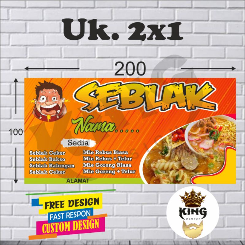 Jual spanduk / banner warung seblak ukuran 1x1 2x1 3x1 free desain 1 ...