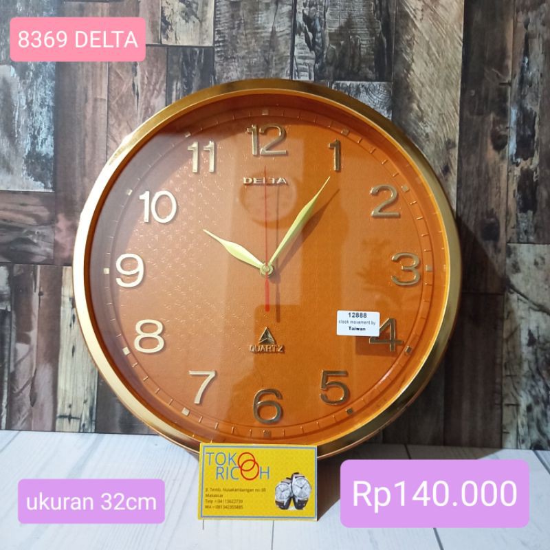 Jual (Toko Ricoh) 8369 DELTA ORIGINAL Jam dinding motif kayu mewah ...