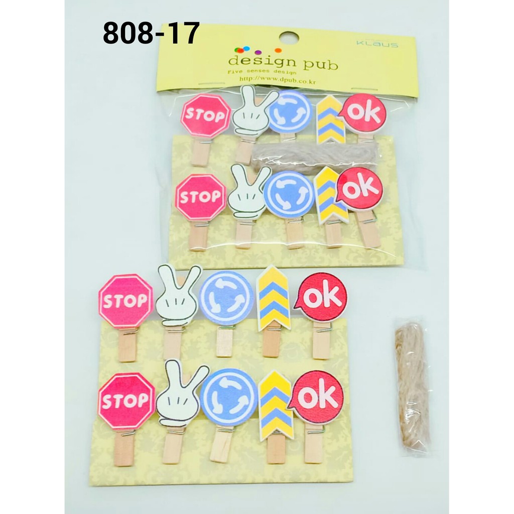 Jual Wooden clip frame / penjepit foto traffic sign set 10 cute 808-17 ...