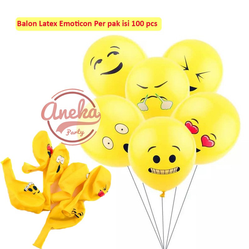 Jual Balon Latex emoticon 1 PACK ISI 100 Pcs / Balon emoji / Balon ...