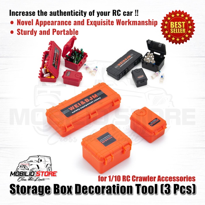 Jual Storage Box Decoration Tool 3 Pcs for 1/10 RC Crawler Accessories ...
