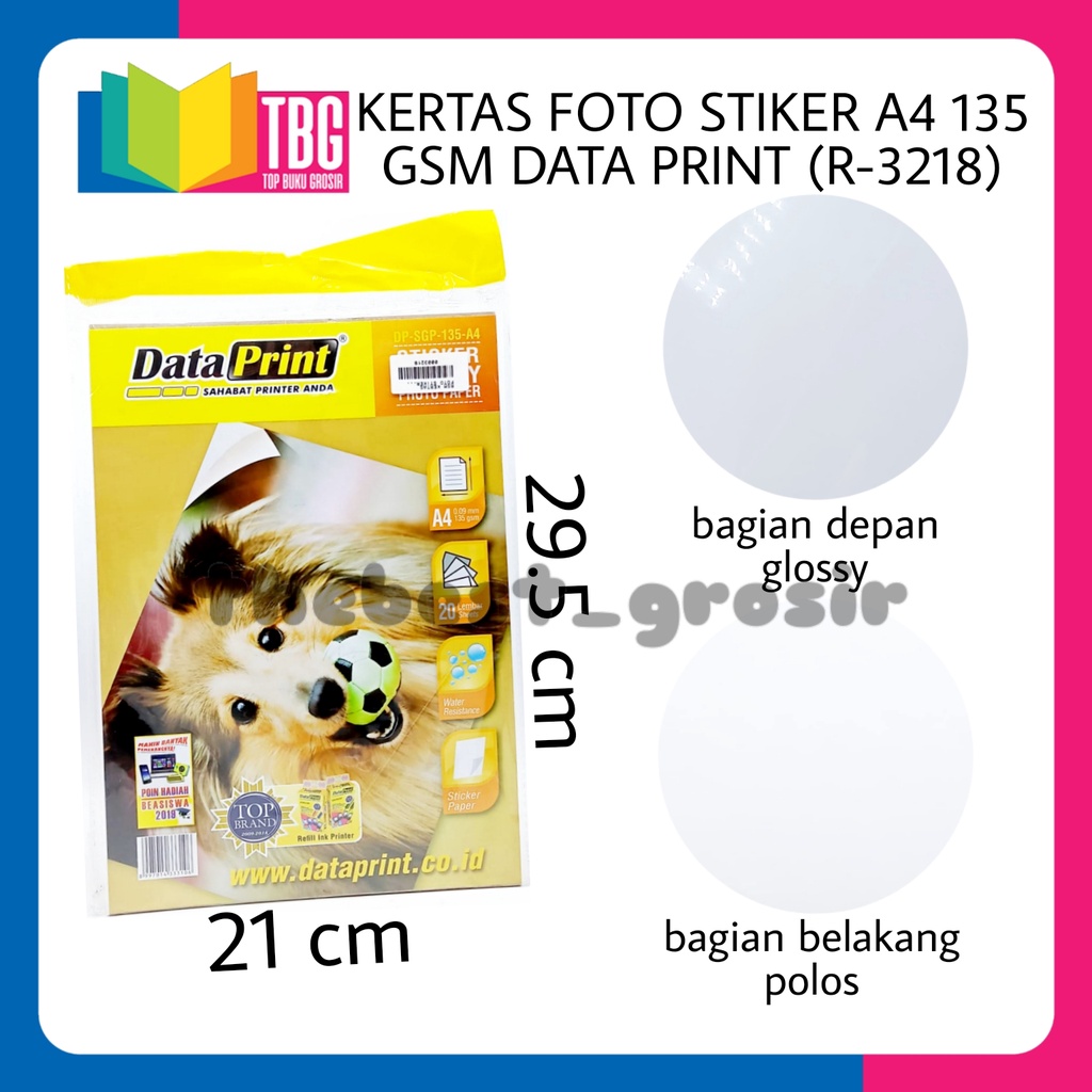 Jual 1 PACK (20 LEMBAR) KERTAS FOTO STICKER A4 135 GSM DATA PRINT ...