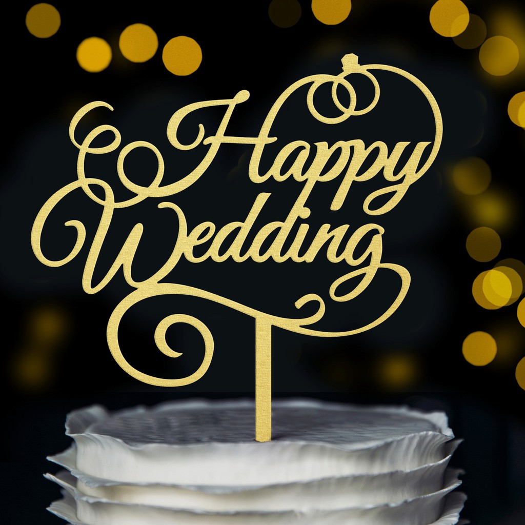Jual Happy Wedding 02 Acrylic Cake Topper | Shopee Indonesia