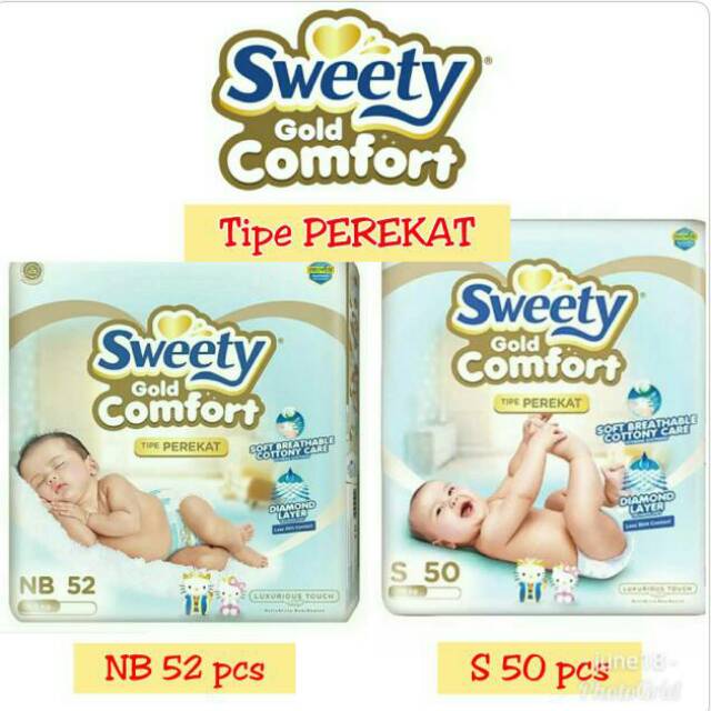 Jual Sweety Gold Comfort Tape NB 52 Newborn 52 NB52 S50 Popok Perekat ...