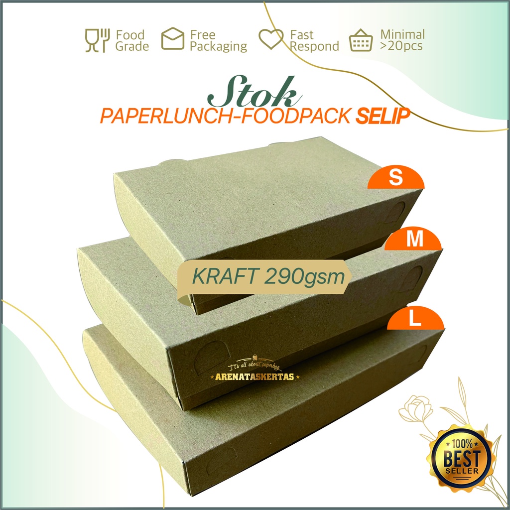 Jual Paper Lunch Box SELIP SML Kraft Coklat/ Dus Box Kemasan Makanan ...