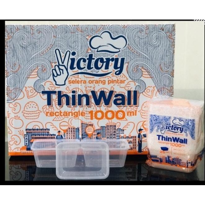 Jual Thinwall Victory 1000 Ml Rectangle Lengkap Dengan Tutupnya