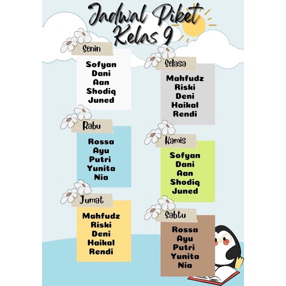 Jual (FREE INPUT MAPEL) Format jadwal Pelajaran/piket kelas | Shopee ...