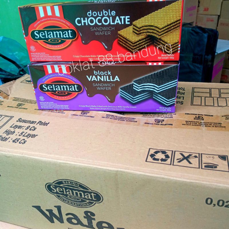 Jual SELAMAT WAFER CHOCOLATE 145 GR EX 198GR - WAFER SANDWICH COKLAT ...