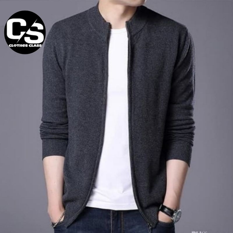 Jual Jaket Pria / Jaket Rajut Pria Cotton Rajut Halus Kualitas Premium ...