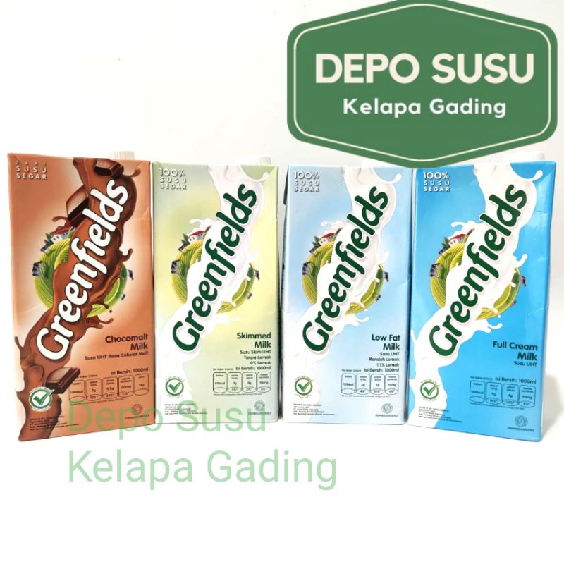 Jual Susu Greenfields UHT 1 liter All Varian | Greenfield Coklat Full Cream Low Fat Skim ...