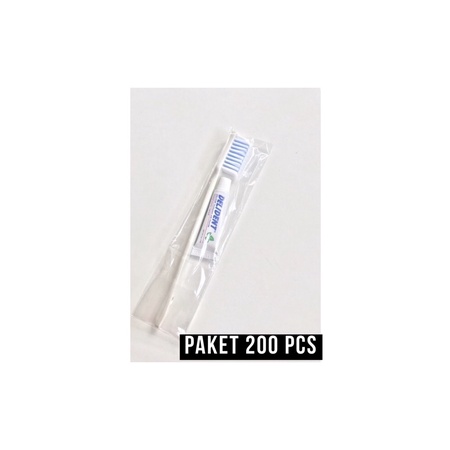 Jual Sikat gigi hotel putih bu halus 200 pcs + Odol Delident 6gr BPOM ...